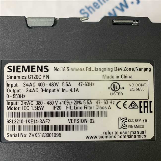 SIEMENS 6SL3210-1KE14-3AF2 SINAMICS G120C RATED POWER 1,5KW WITH 150% ...
